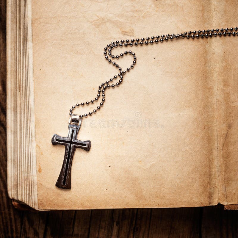 Closeup of Silver Christian Cross Stock Photo - Image of religious ...