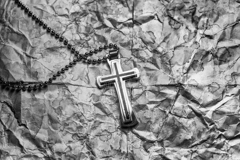 Closeup of Silver Christian Cross Stock Image - Image of canvas, church ...