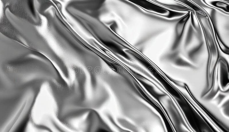 Closeup of Silver Cloth Displaying Elegant Waves on Its Surface Stock ...