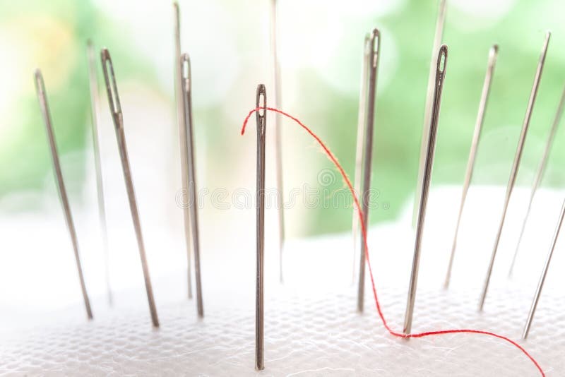 Closeup Silver Needle with Beauty Bokeh Lighting Stock Image - Image of ...