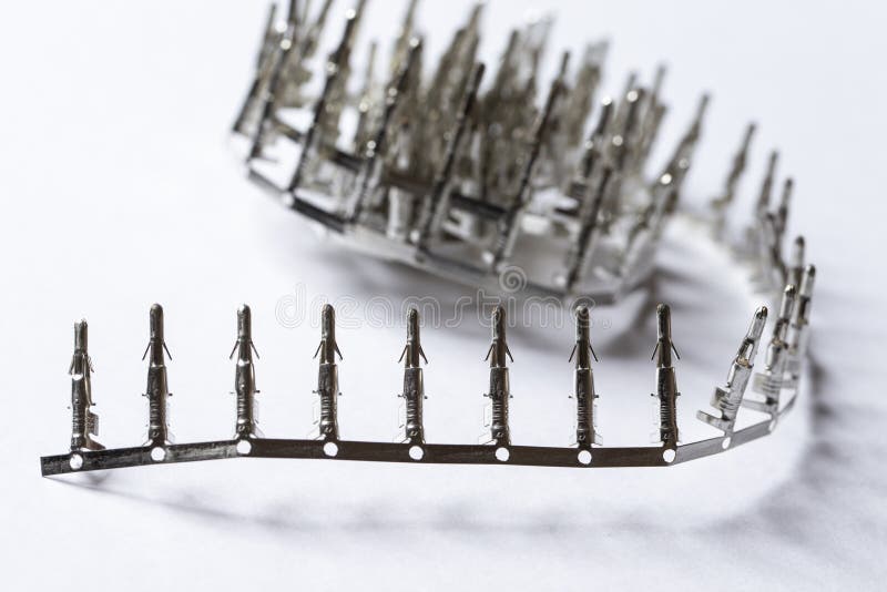 Closeup of Silver Tinned External PCB Angular Connectors Over White ...