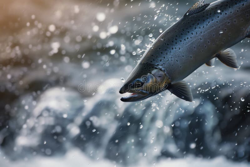Closeup of a Silver Trout Leaping from a River Stock Image - Image of ...