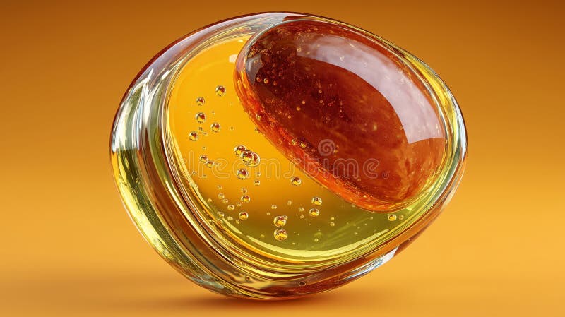 Closeup of a Single Amber Drop with Bubbles Stock Illustration ...