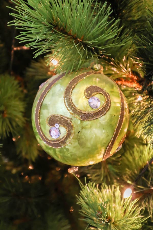 Closeup of Single Beauty Green Circle Christmas-tree Decorations Stock ...