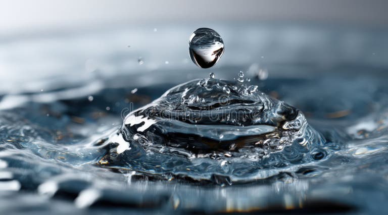 This is a Closeup of a Single Drop of Water Falling into a Pool of ...