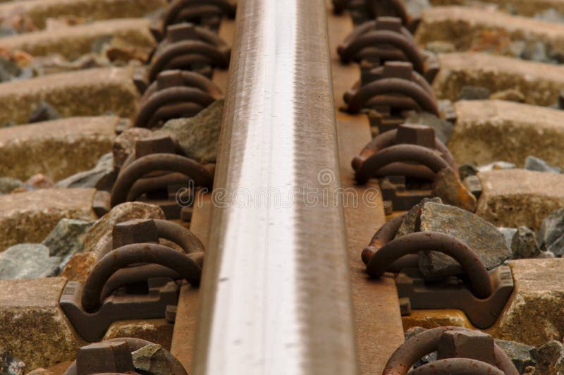 Single rail track stock photo. Image of ties, vertical - 32020912