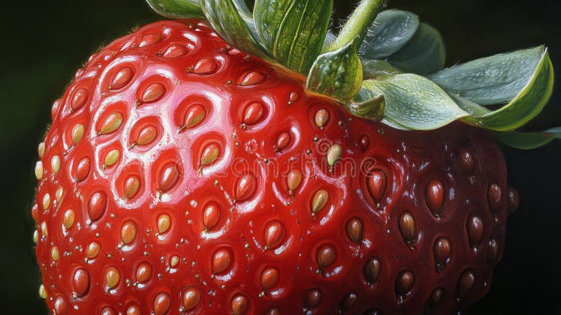 Closeup of a Single Ripe Strawberry with Detailed Texture Stock ...