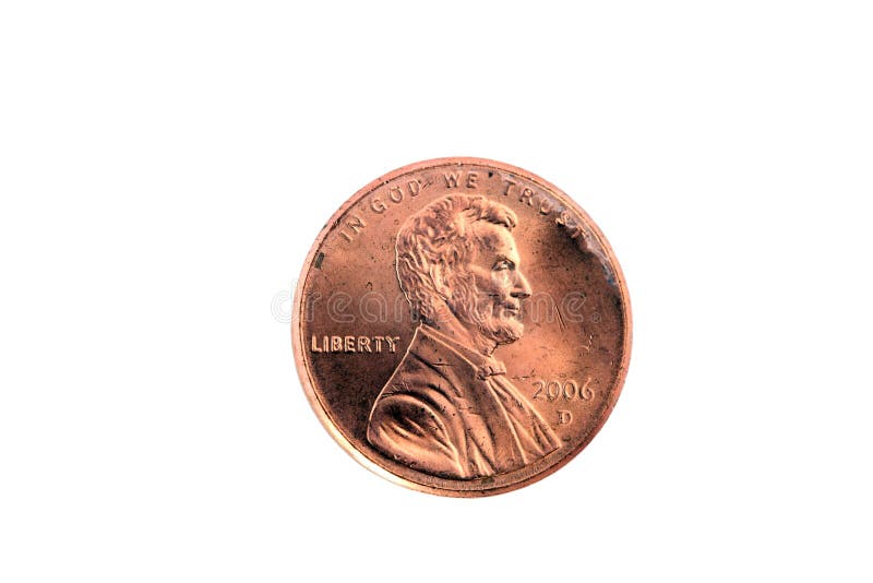 Closeup Of Single US Penny On White Background Royalty Free Stock ...