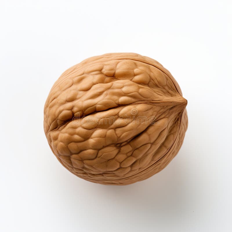 Closeup of a Single Walnut in Its Shell Isolated on a White Background ...
