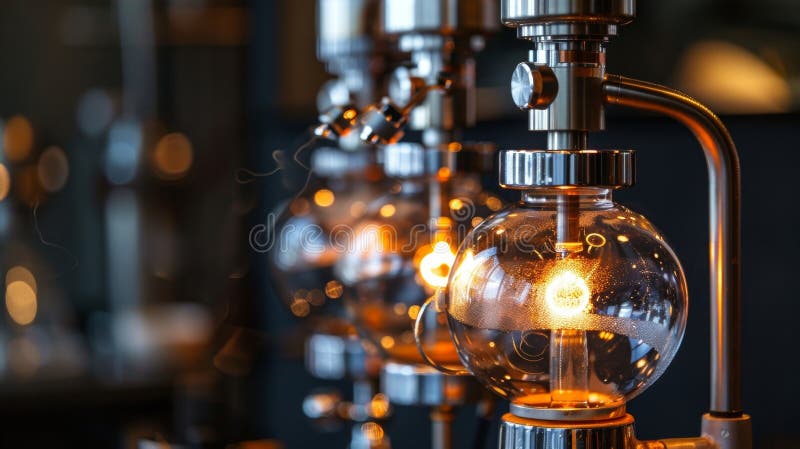 A Closeup of a Siphon Coffee Maker with Two Glass Chambers Joined by a ...