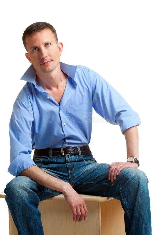 Closeup Sitting Man Portrait Stock Photo - Image of reliable ...