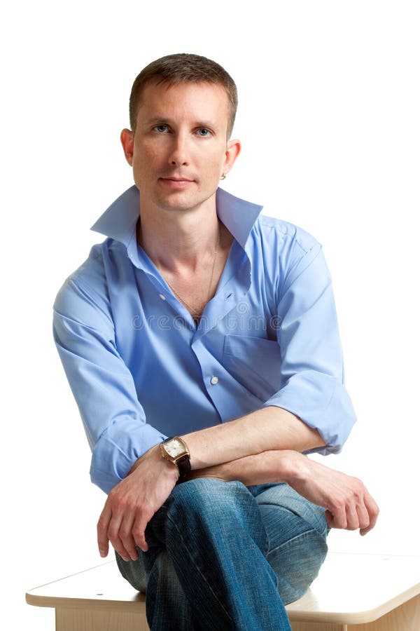 Closeup Sitting Man Portrait Stock Photo - Image of handsome, lifestyle ...