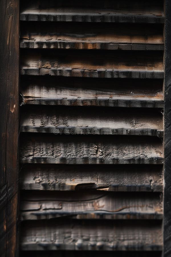 A Closeup of the Slats in an Antique Wooden Shutter, Showcasing Their ...