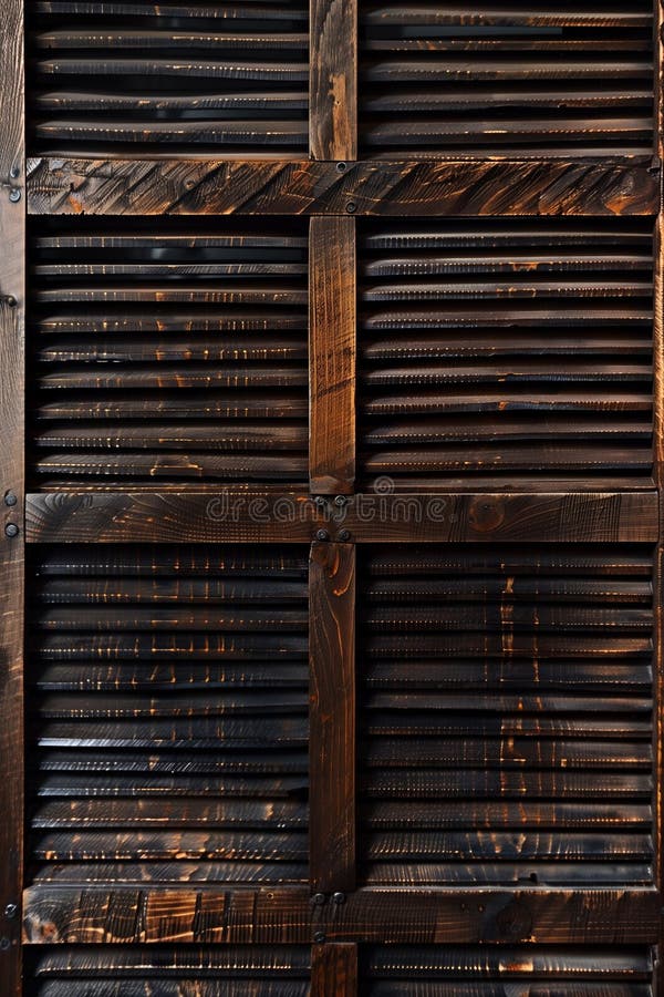 A Closeup of the Slats in an Antique Wooden Shutter, Showcasing Their ...
