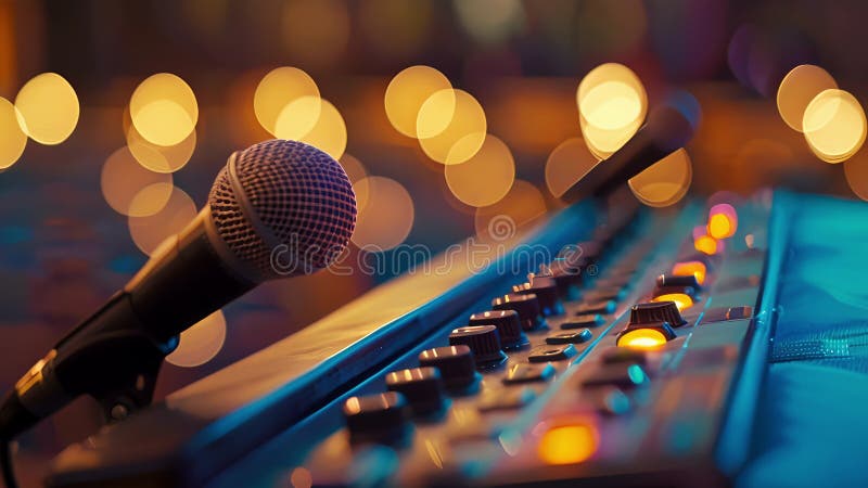 Closeup of the Sleek Modern Lectern with Microphone and Control Panel ...