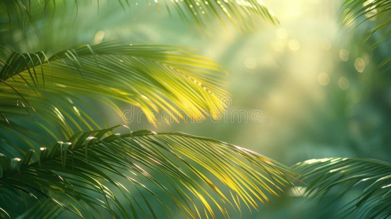 Closeup of Slender Palm Fronds Rustling in the Wind Their Subtle ...