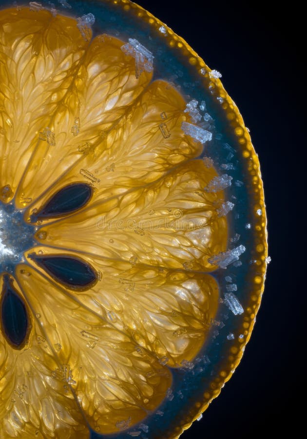 Closeup of a Sliced Lemon with Illuminated Texture Stock Illustration ...