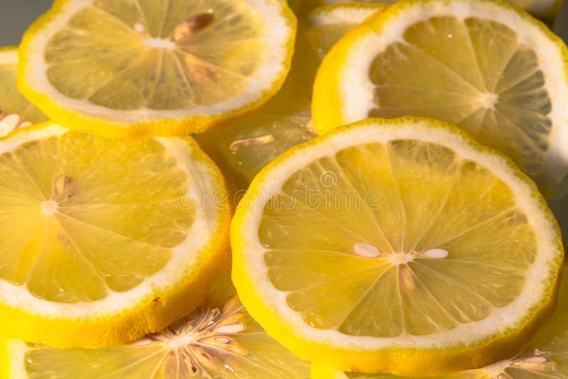 Closeup of Sliced Lemon Textured Background Stock Photo - Image of ...