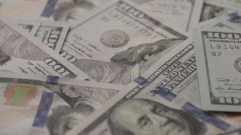 Closeup Slide Background of 100 Dollar Bills New Style Stock Video ...