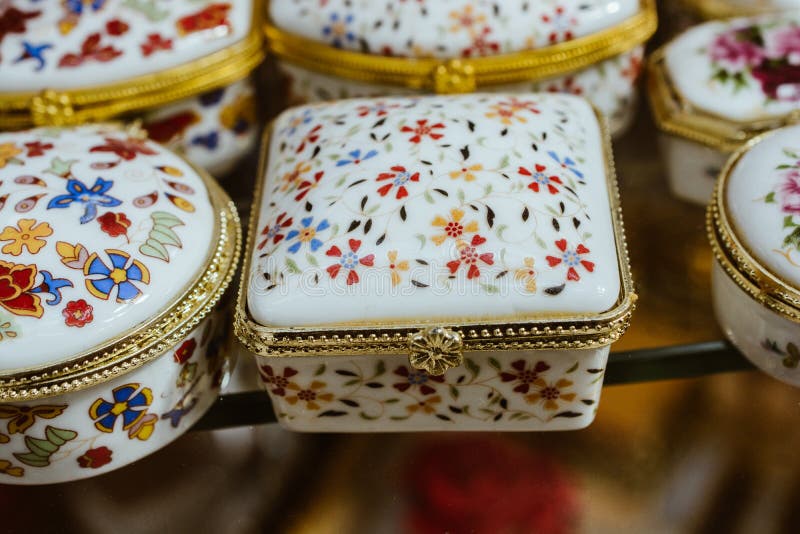Closeup of a Small Decorative Ceramic Container Stock Image - Image of ...