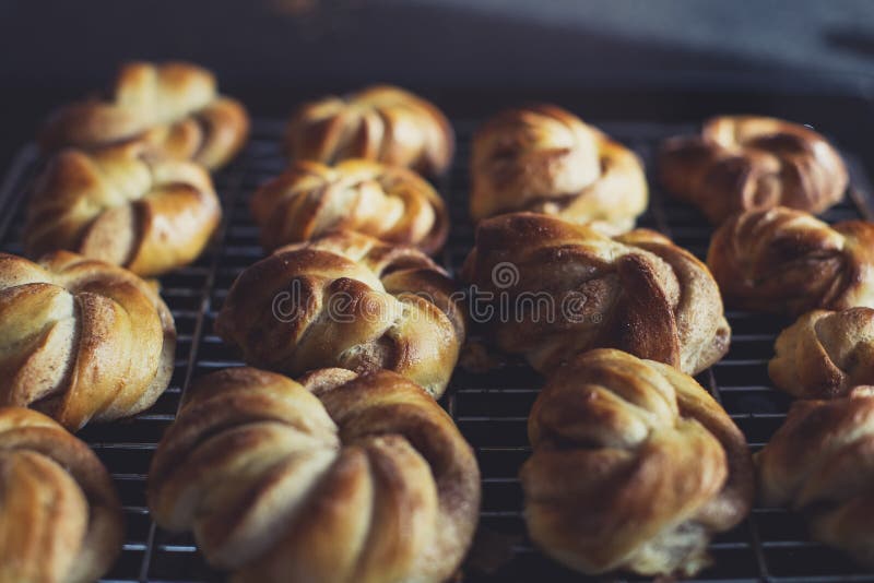 Closeup of Small Easter Bread Pieces on a Pan Under the Lights with a ...