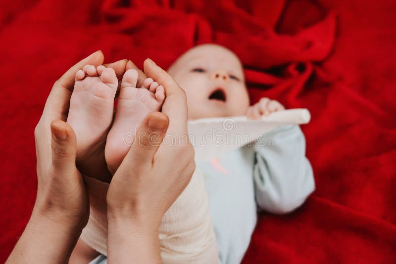 Closeup on Small Feet of a Newborn Baby Stock Image - Image of body ...