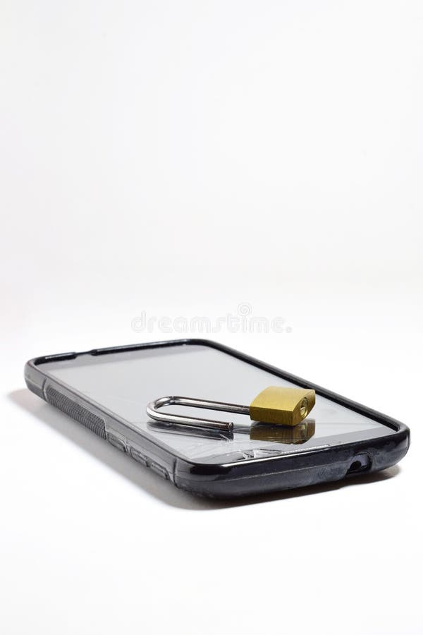 Closeup of a Small Lock on a Mobile - the Concept of Security and Data ...