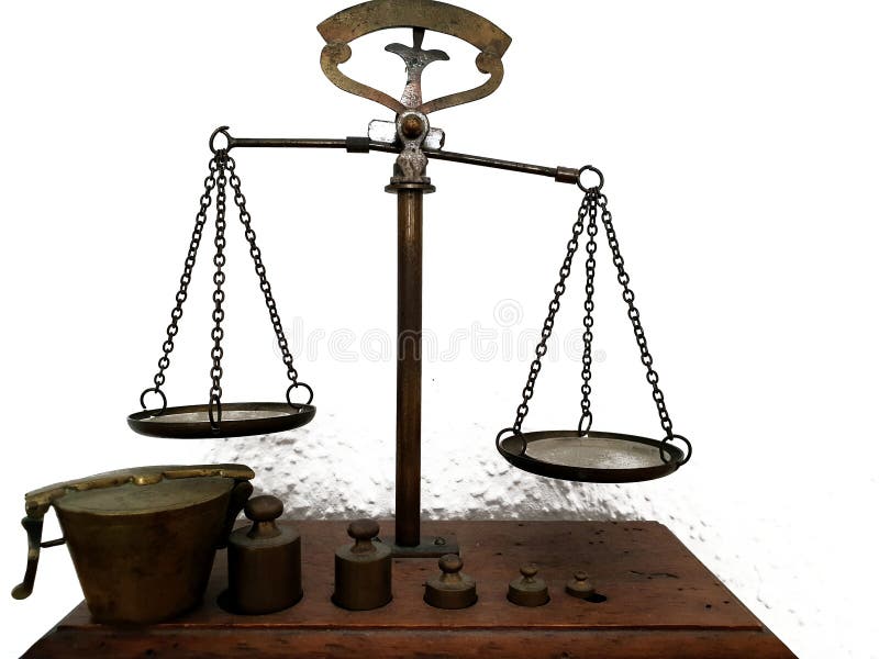 Closeup of Small Scales of Justice Isolated on a White Background Stock ...