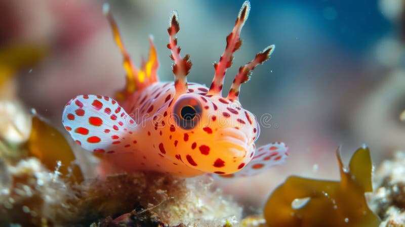 Closeup of a Small Spotted Orange and Pink Fish on a Coral Reef Stock ...