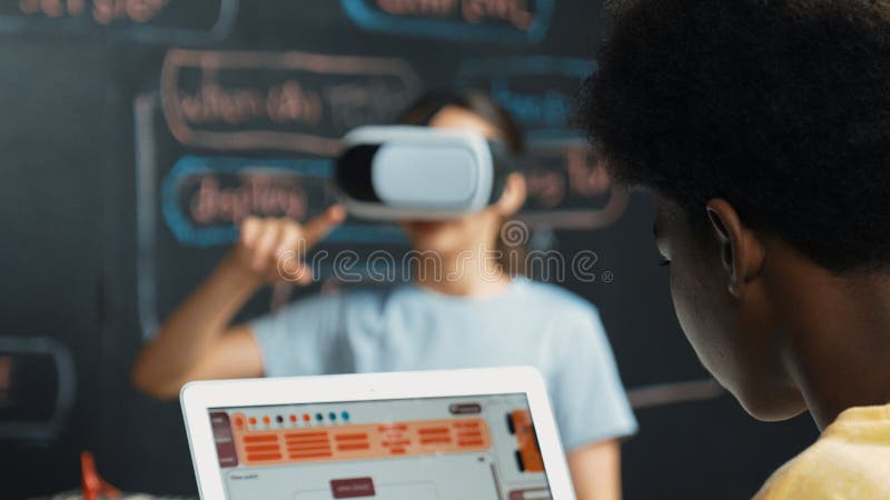 Closeup of Smart African Student Programing System at Blackboard ...