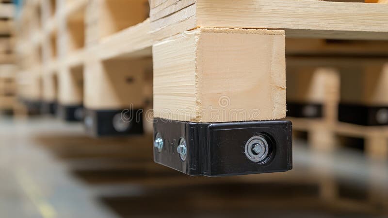 A Closeup of a Smart Pallet with Integrated Sensors Capturing and ...