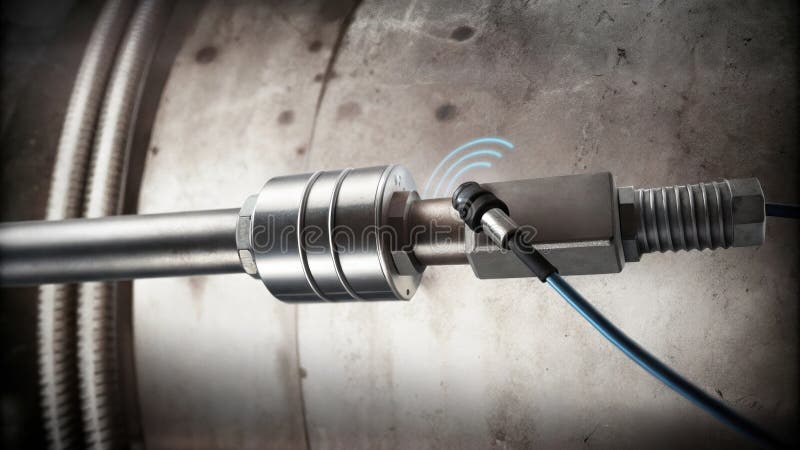 A Closeup of a Smart Sensor Attached To an Industrial Machine Capturing ...