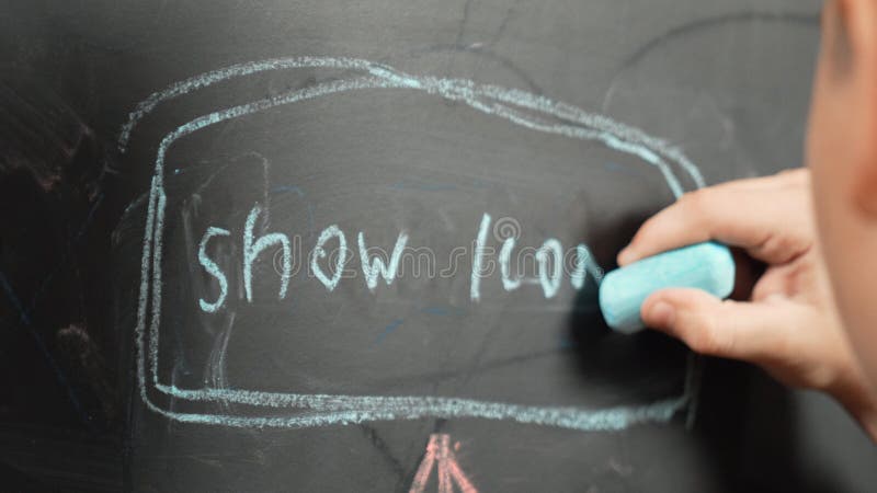 Closeup of Smart Student or Boy Hand Writing Prompt on Blackboard ...