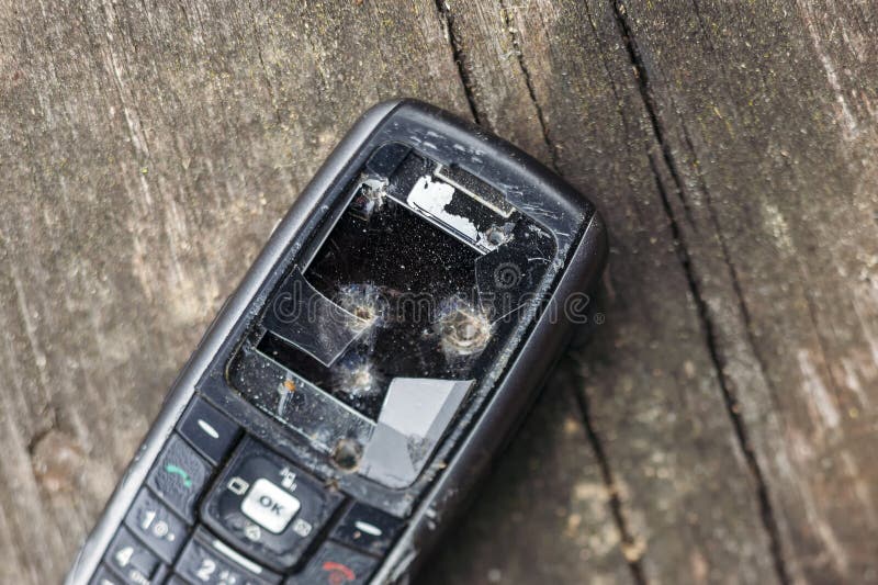 Smashed old mobile stock photo. Image of cellular, destroyed - 277072942