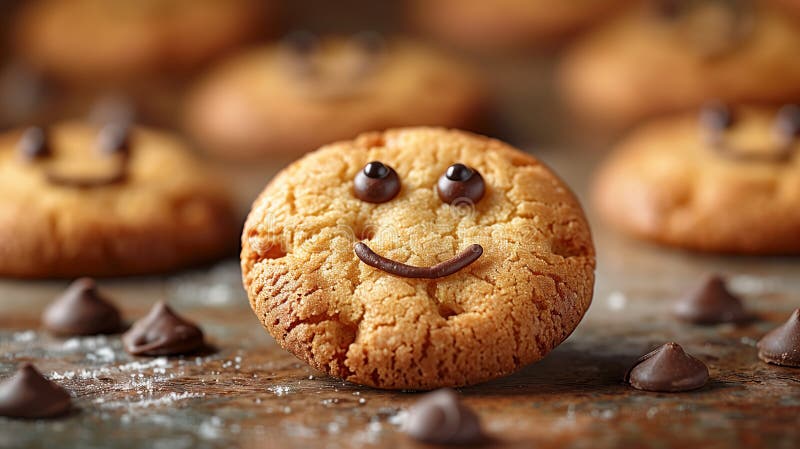 A Closeup of a Smiley Face Chocolate Chip Cookie with Chocolate Chips ...