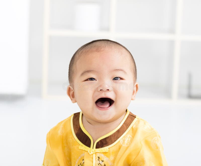 Closeup smiling asian baby stock photo. Image of adorable - 56641972