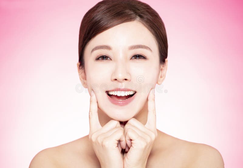 Closeup Smiling Beautiful Young Woman Face with Teeth Stock Image ...