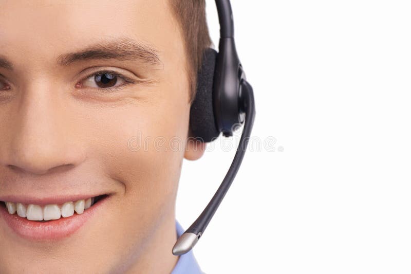 Closeup of Smiling Customer Service Agent with Headset. Stock Image ...