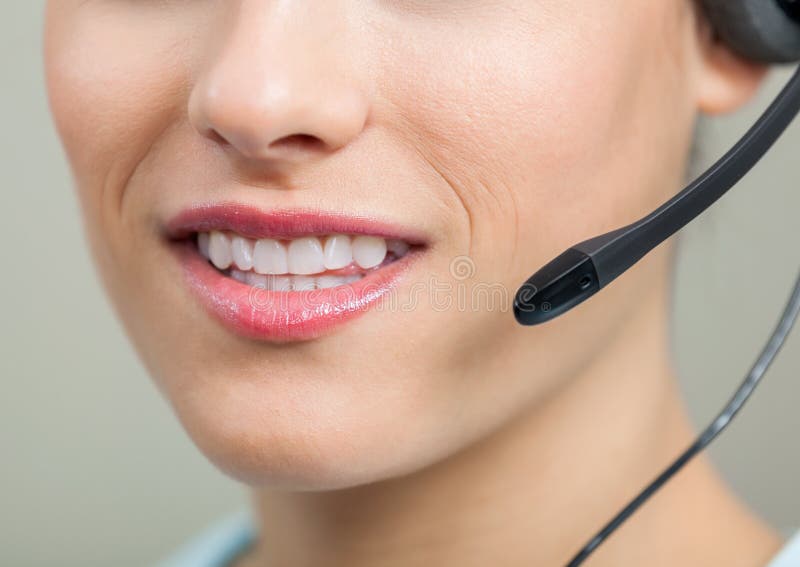 Closeup of Smiling Customer Service Representative Stock Image - Image ...