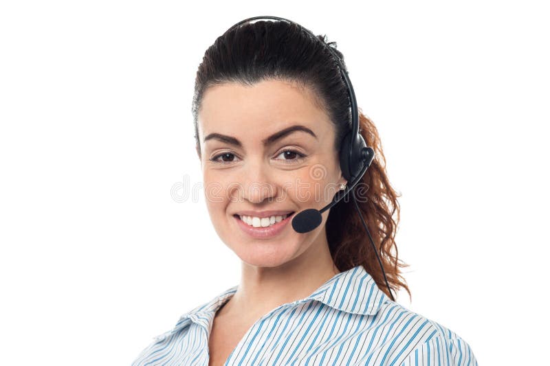 Closeup Smiling Portrait of a Call Centre Executive Stock Image - Image ...