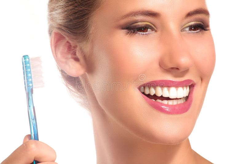 Closeup of Smiling Woman with Perfect White Teeth Stock Photo - Image ...