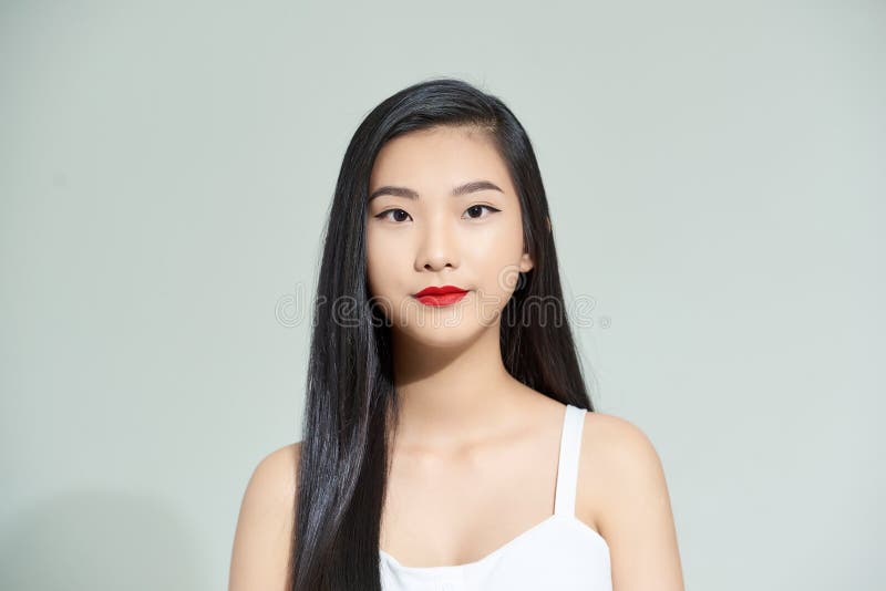 Closeup Smiling Young Asian Woman Face Stock Image - Image of female ...