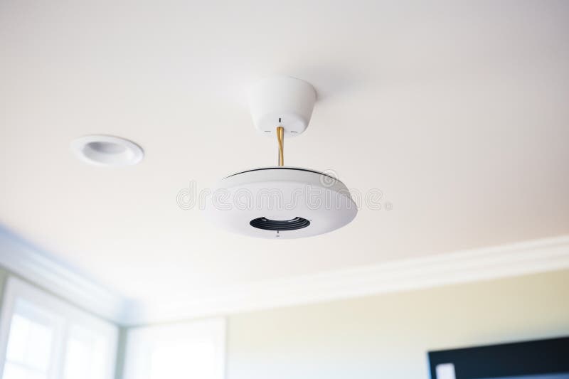 Closeup of a Smoke Alarm on a White Ceiling Stock Illustration ...