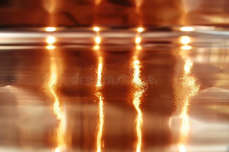 Closeup of Smooth Copper Plate Texture with Light Reflection in the ...