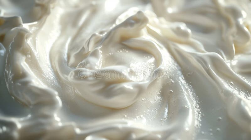 Closeup of Smooth White Cream Swirls with a Glossy Texture for Culinary ...