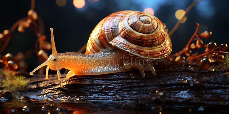 Closeup Snail Hyper Realistic Picture Stock Illustration - Illustration ...