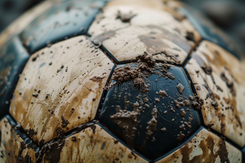 Closeup of Soccer Ball with Mud in the Hexagonal Pattern Stock Photo ...