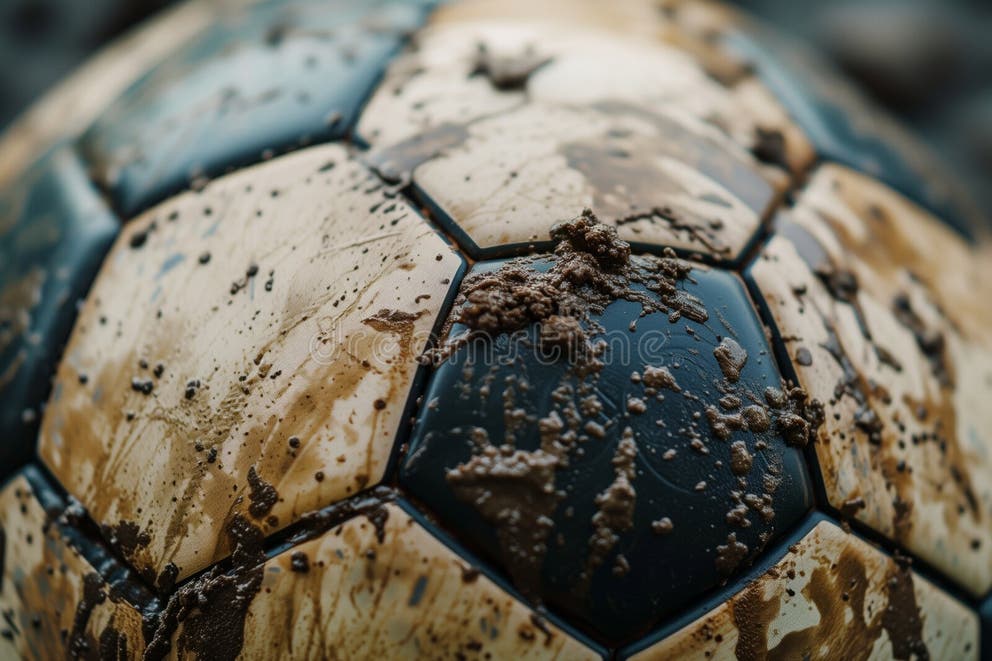 Closeup of Soccer Ball with Mud in the Hexagonal Pattern Stock Photo ...