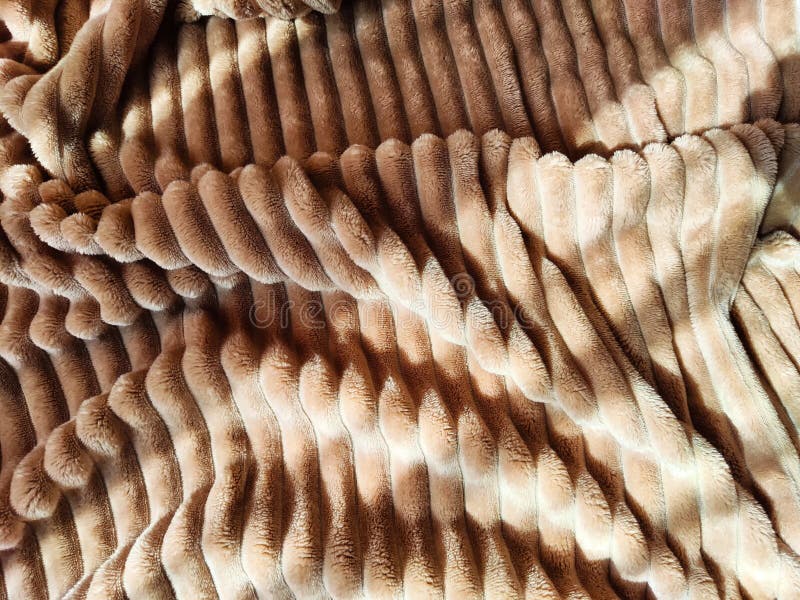 Closeup Soft, Fluffy Sleeping Beige Blanket or Plaid. Crumpled Fabric ...