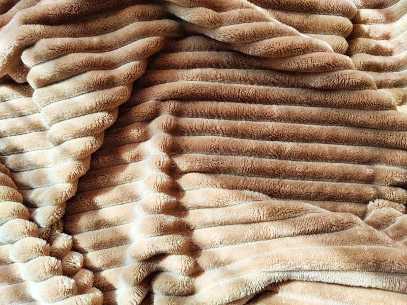 Closeup Soft, Fluffy Sleeping Beige Blanket or Plaid. Crumpled Fabric ...